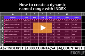 Dynamic named range with INDEX - Excel formula | Exceljet